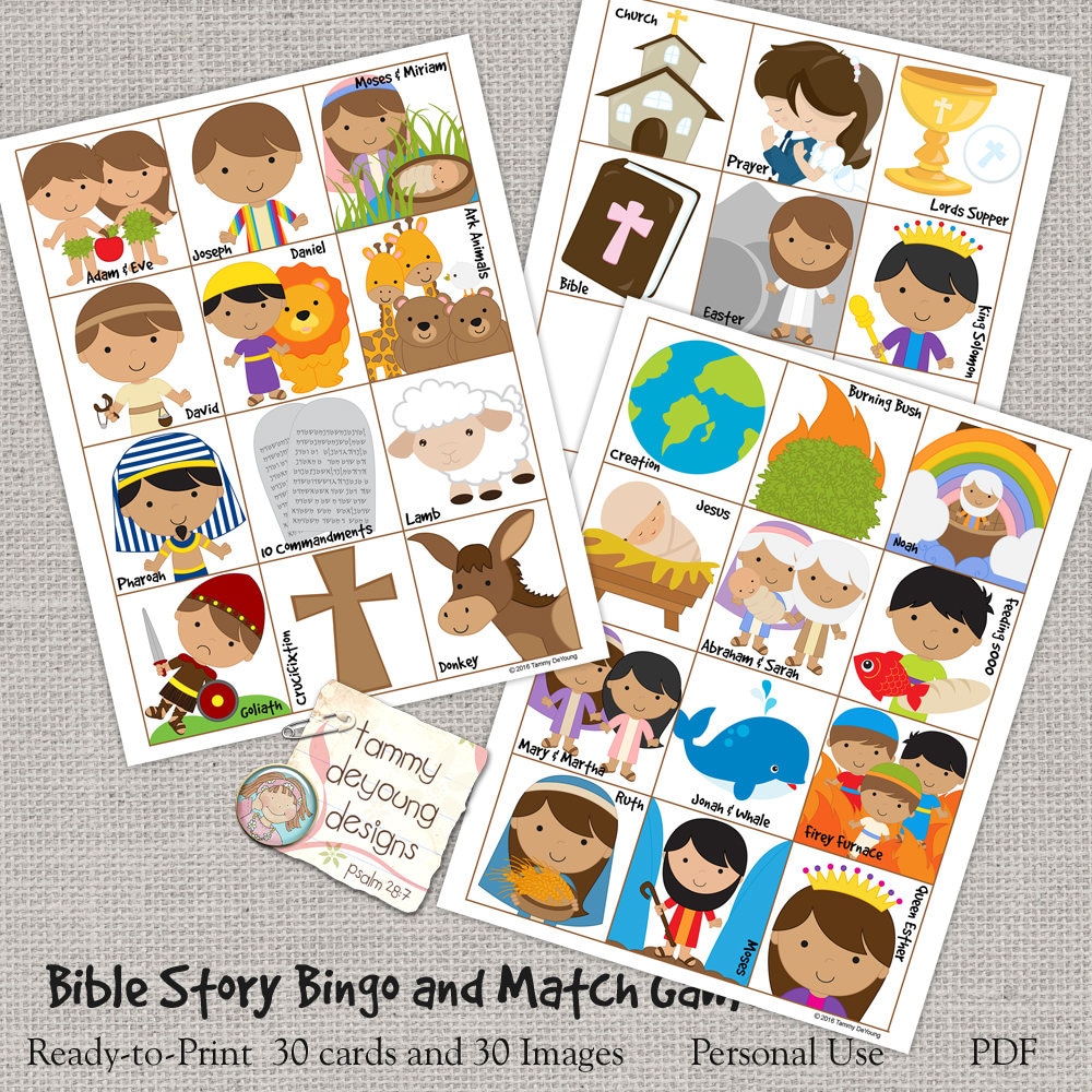 Digital Bible Bingo, Printable Sunday School Bingo Game, Jesus Bingo ...