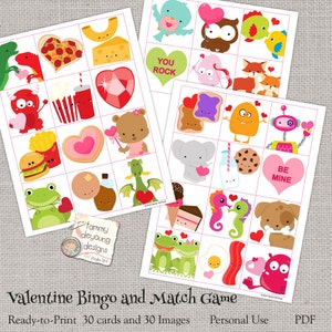 Valentine Bingo Game, Printable Valentine Game for Kids, Boys, Girls ...