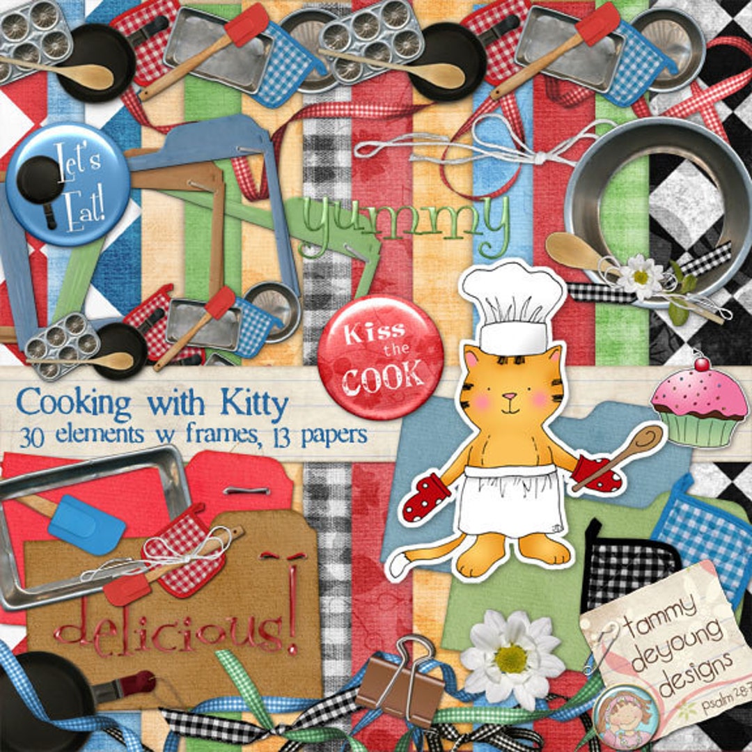 Digital Cooking Scrapbook Kit, Chef Clip Art. Kitchen Scrapbook ...