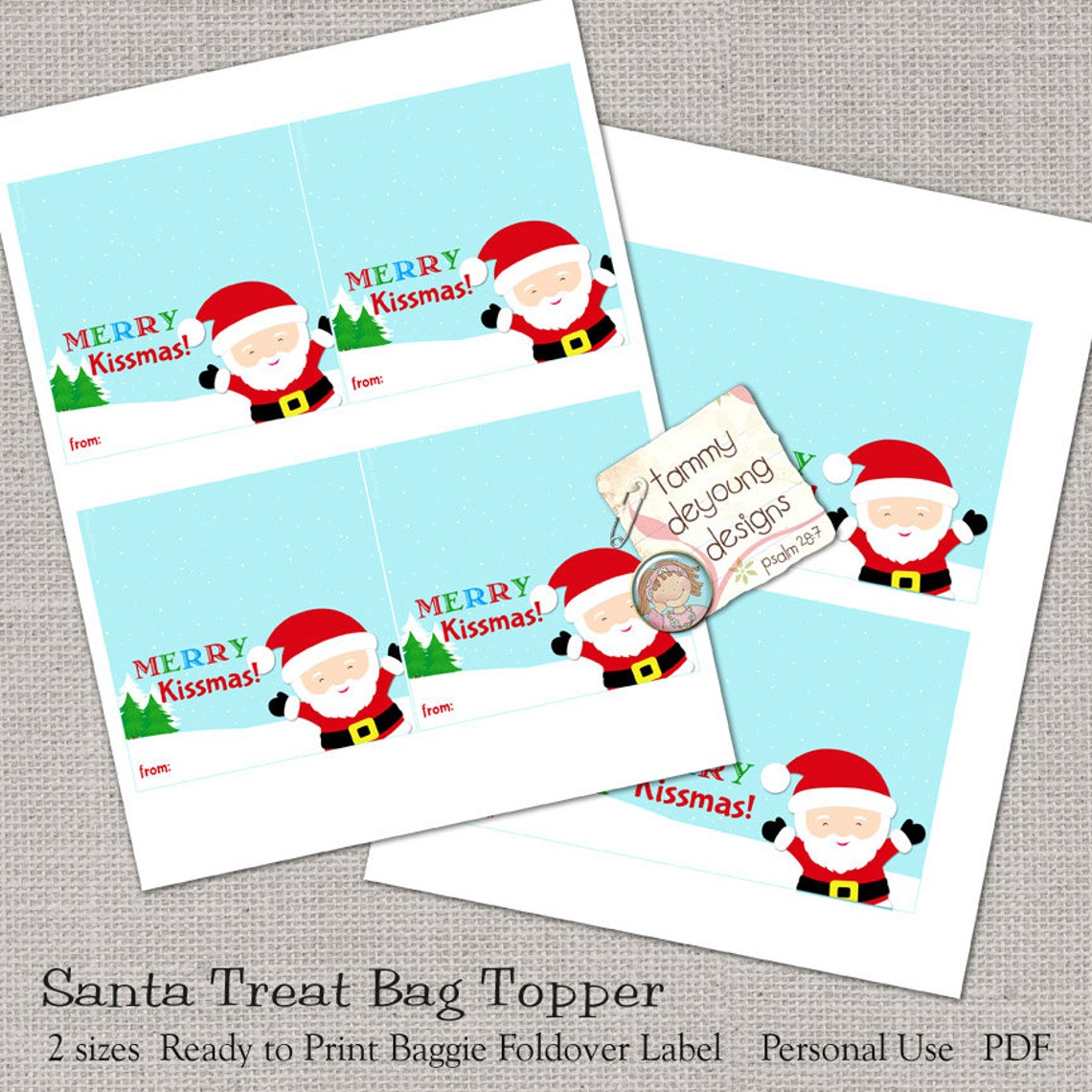 Santa Christmas Treat Bag Toppers Christmas Party Favors - Etsy