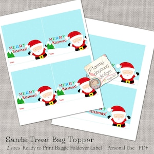 Santa Christmas Treat Bag Toppers, Christmas Party Favors Printable ...