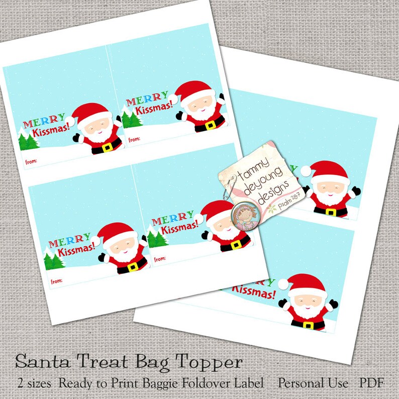 Santa Christmas Treat Bag Toppers Christmas Party Favors - Etsy
