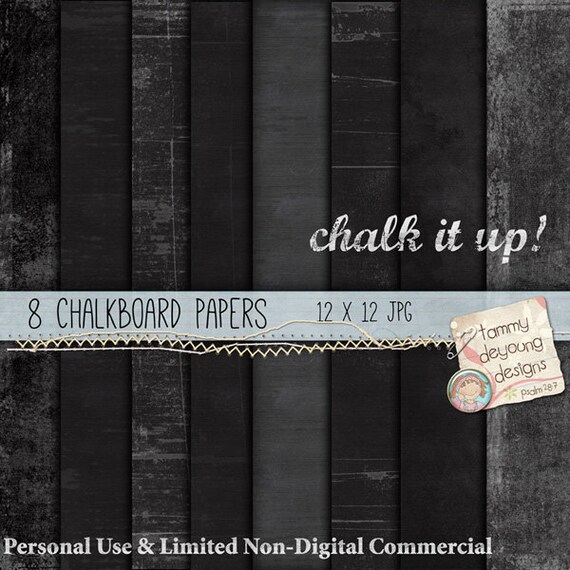 Digital Chalkboard Paper Black White Gray for Cards | Etsy