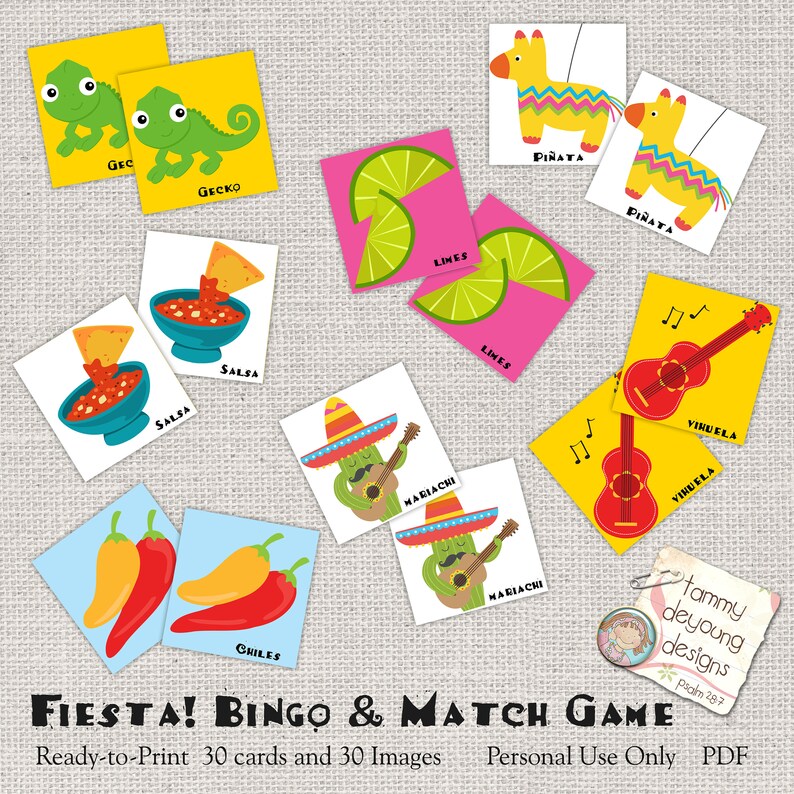 Fiesta Bingo Game Printable Mexican Fiesta Birthday Party - Etsy