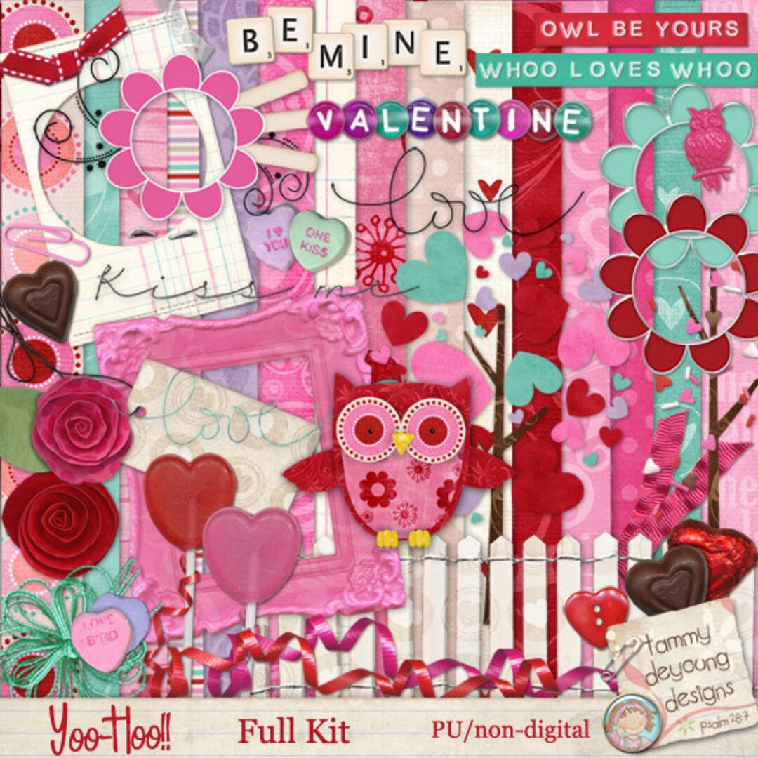 Digital Valentine Scrapbook Kit, Love Clip Art, Valentine Wedding Kit ...