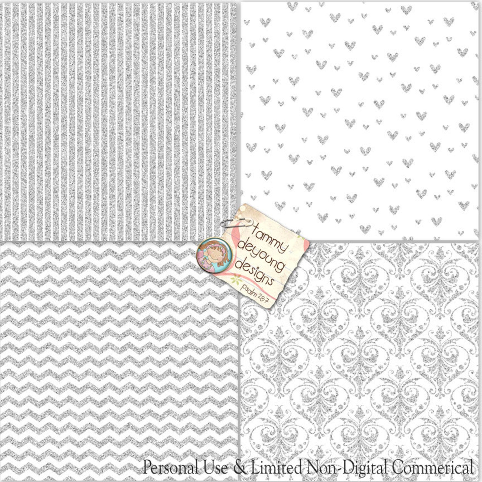 Silver Glitter Digital Paper Faux Glitter Backgrounds With - Etsy