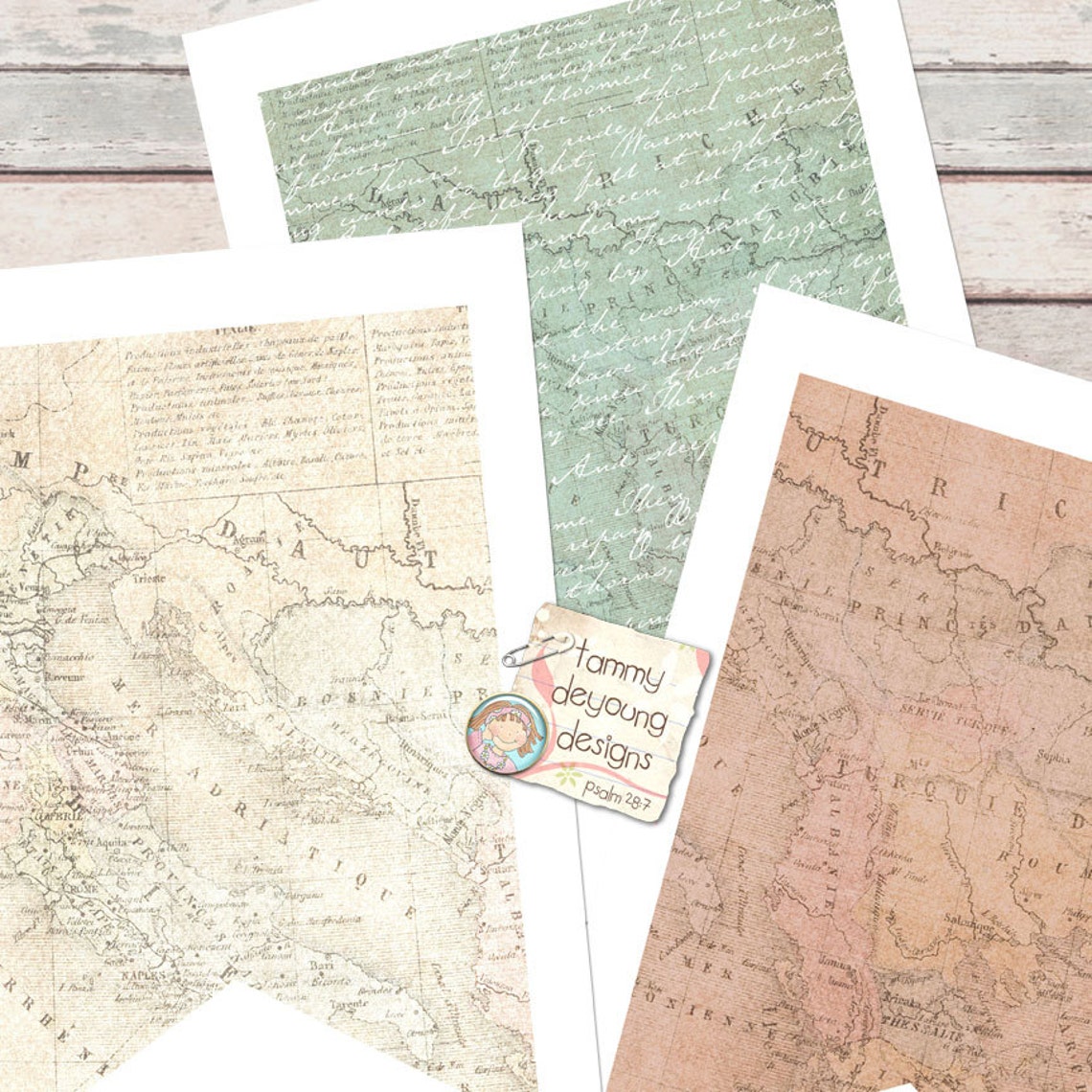 Old World Map Banner Antique Map Garland Shabby World Map | Etsy