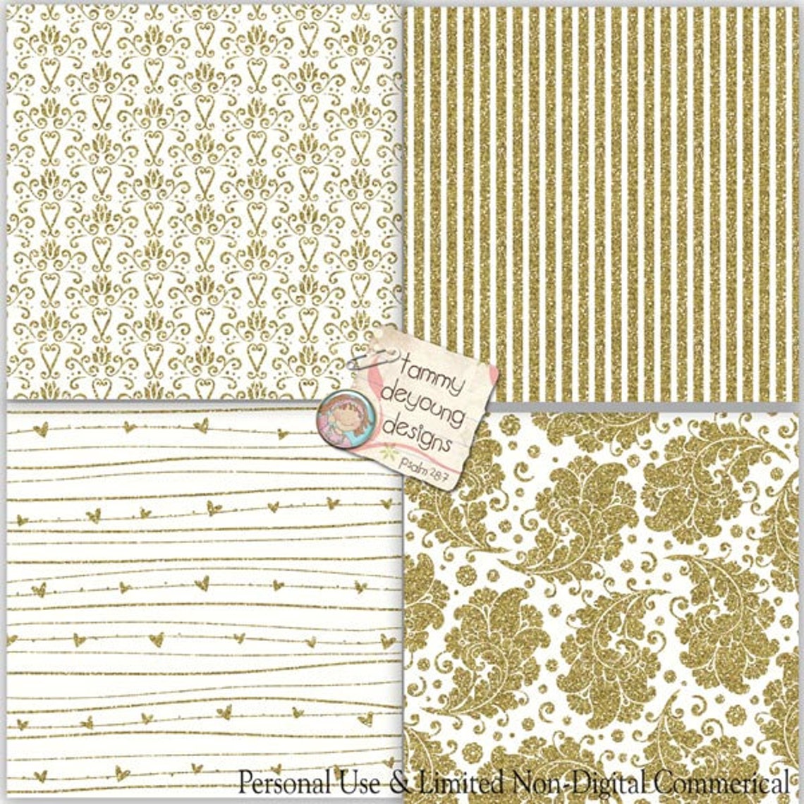 Gold Glitter Digital Paper Faux Glitter Backgrounds with with | Etsy