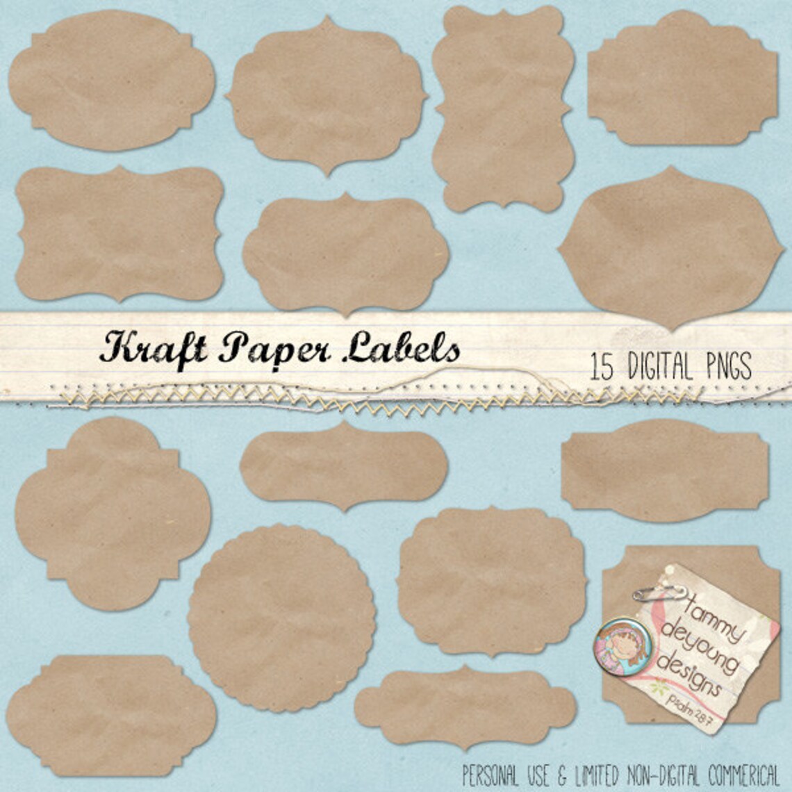 Kraft Paper Labels Frames Digital Clip Art is Perfect for - Etsy
