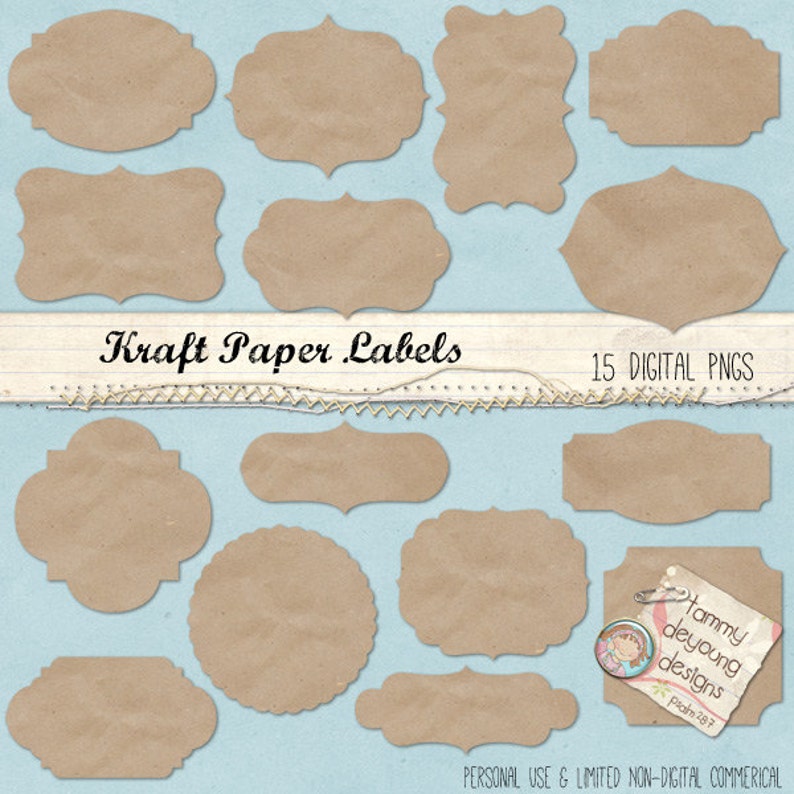 Kraft Paper Labels Frames Digital Clip Art is Perfect for - Etsy