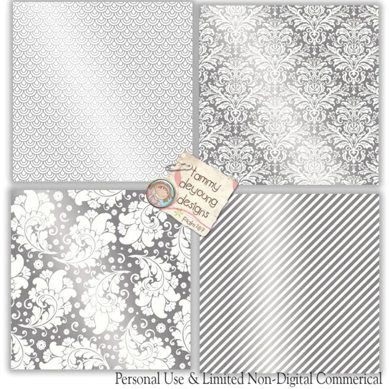 Silver Digital Paper Silver Foil Metallic Paper Faux Shiny - Etsy