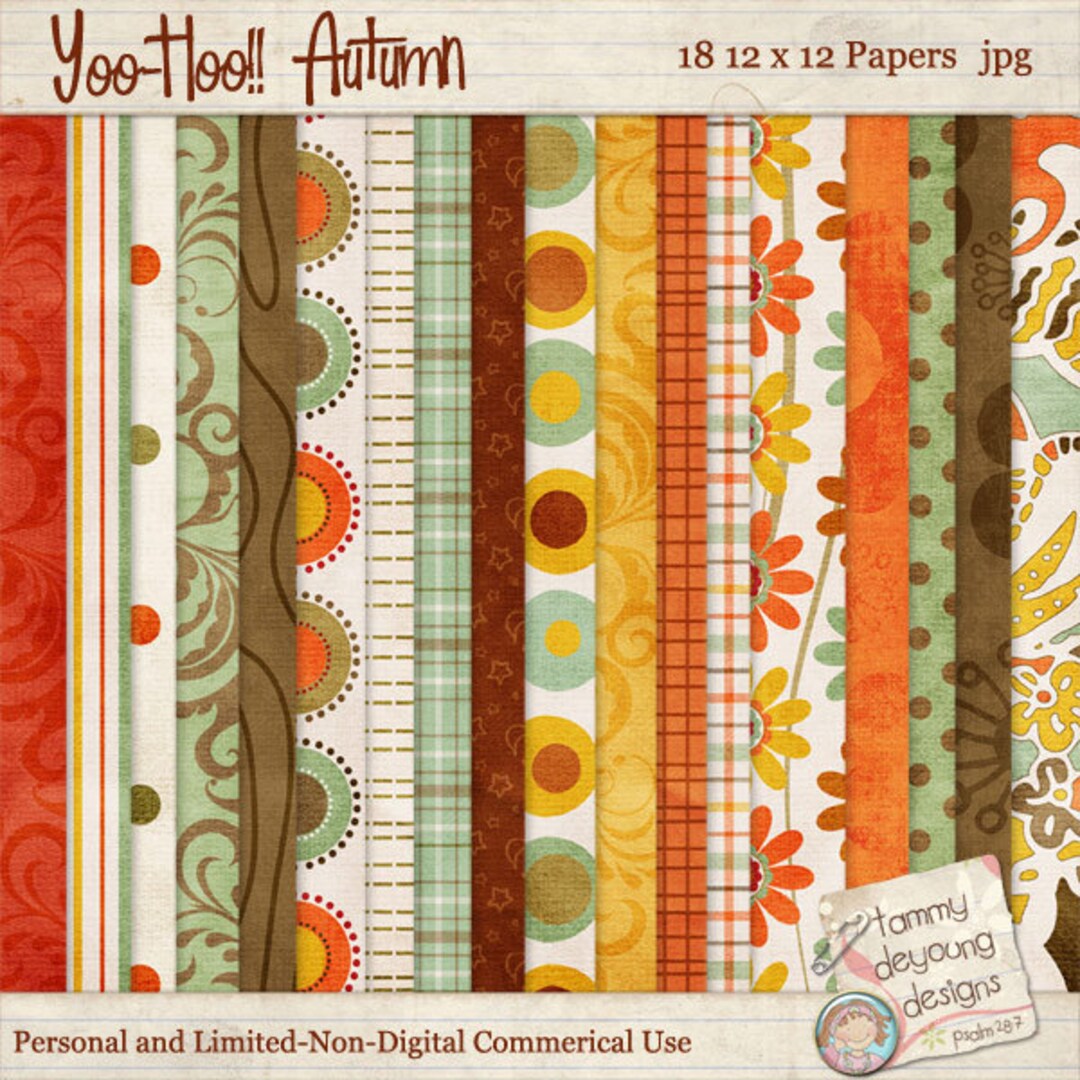 Fall Digital Papers, Autumn Background Patterns, Thanksgiving Decor ...