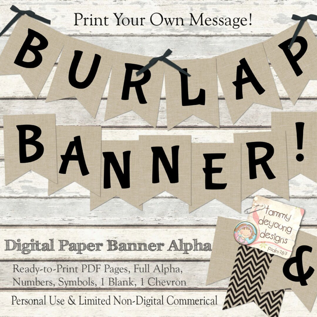 Burlap Banner Printable, Burlap Wedding Garland, Thanksgiving Bunting ...