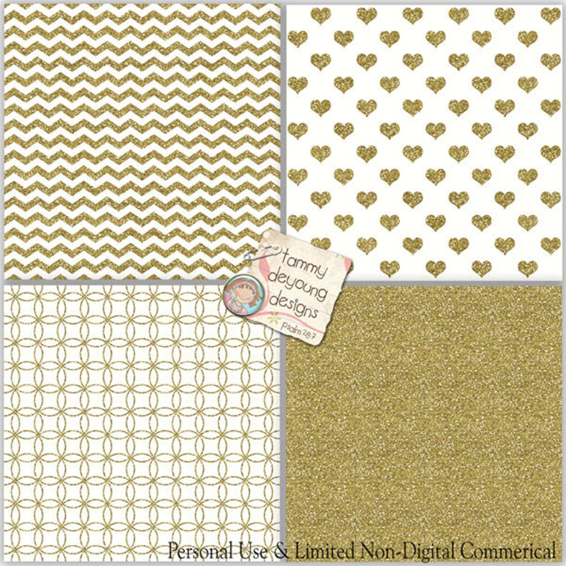Gold Glitter Digital Paper Faux Glitter Backgrounds With With - Etsy