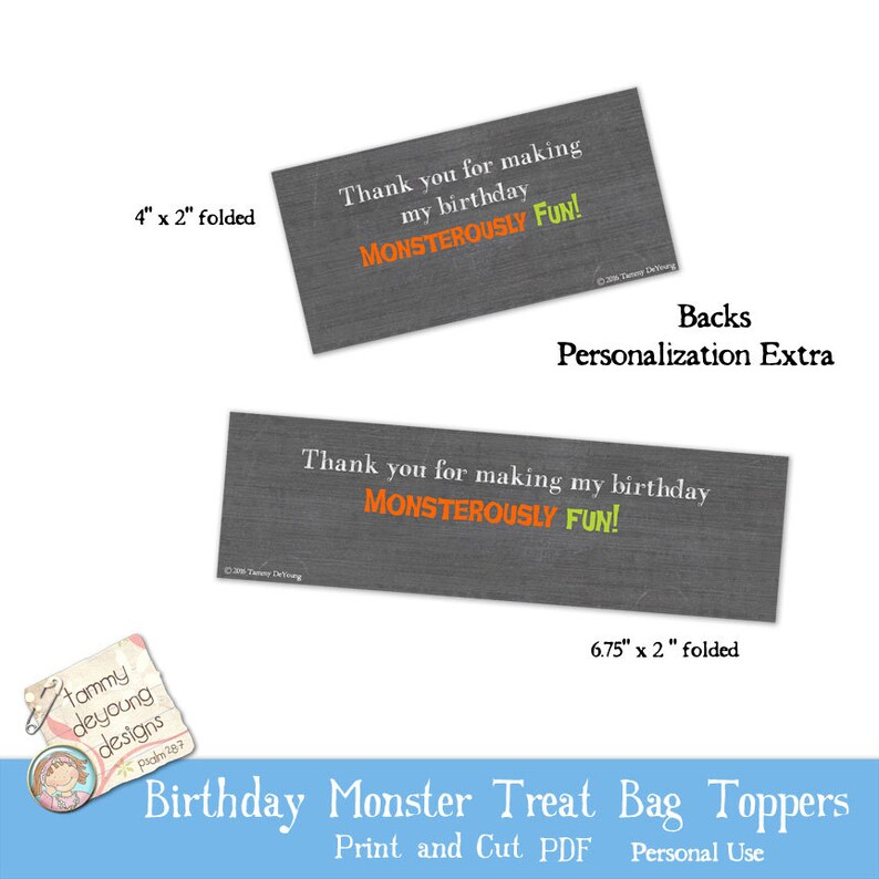 Make A Monster Birthday Treat Bag Labels, Kids Birthday Party Favors ...