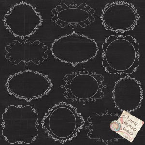 Digital Chalk Frames Clip Art for Chalkboards Are Transparent Labels ...