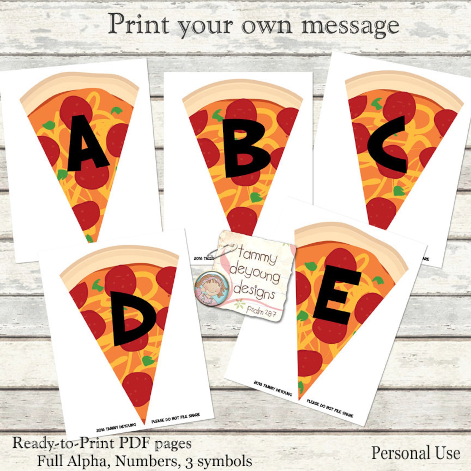 Pizza Party Banner Printable Pizza Alphabet Garland Print - Etsy