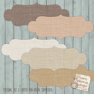 Digital Burlap Labels & Frames Clip Art Perfect for Shabby Cottage Chic ...