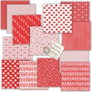 Valentine Digital Papers *red and White Digital Paper* Wedding and ...
