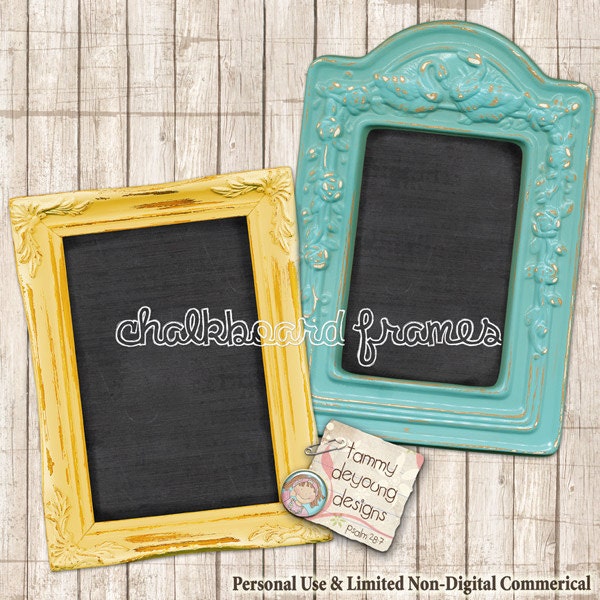 Digital Chalkboard Frames Clip Art Shabby Chic Style for Invitations ...