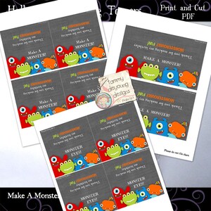 Make A Monster Birthday Treat Bag Labels, Kids Birthday Party Favors ...