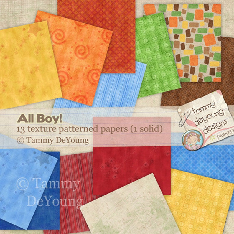 Digital Papers for Boys in Primary Colors for Scrapbooks - Etsy