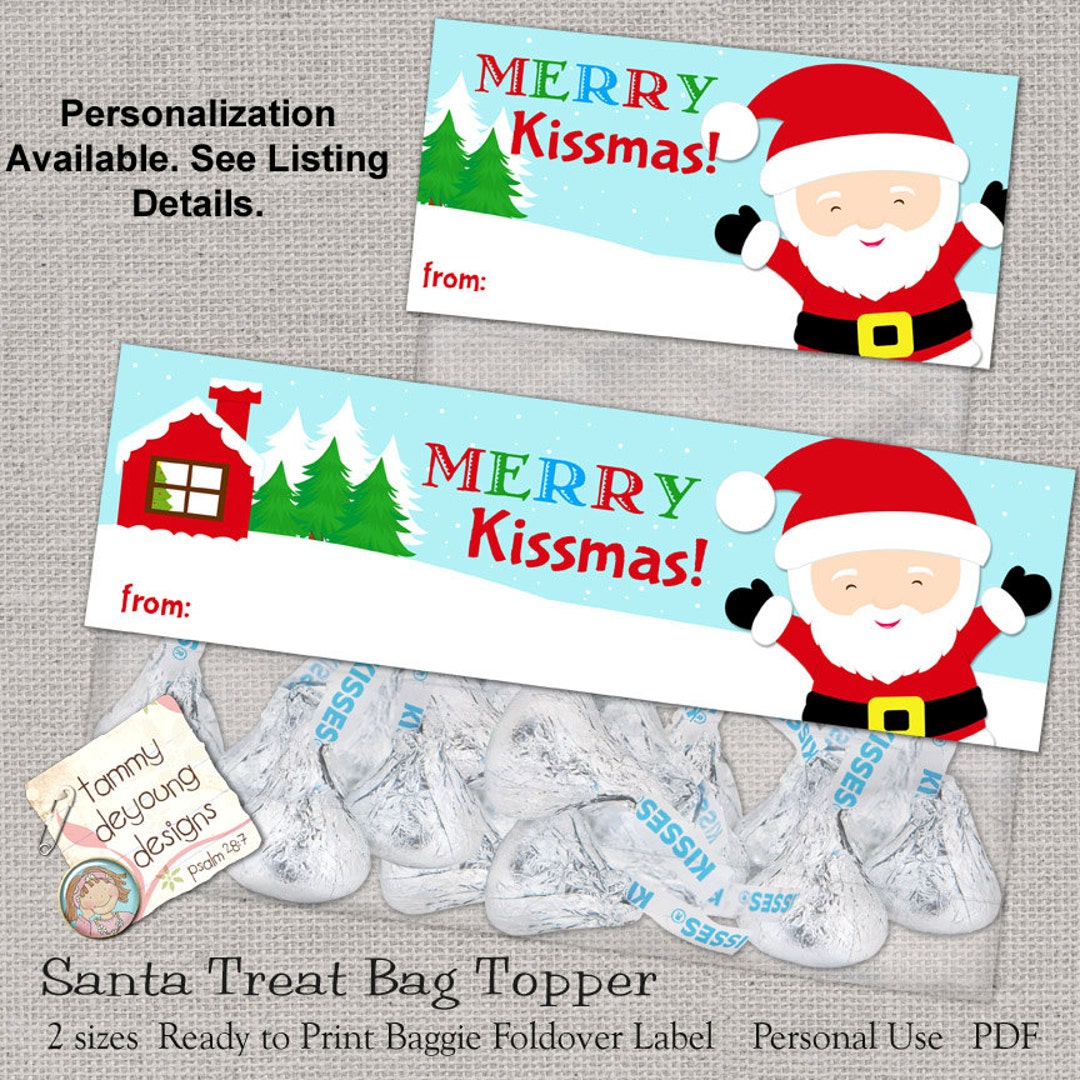 Santa Christmas Treat Bag Toppers, Christmas Party Favors Printable ...