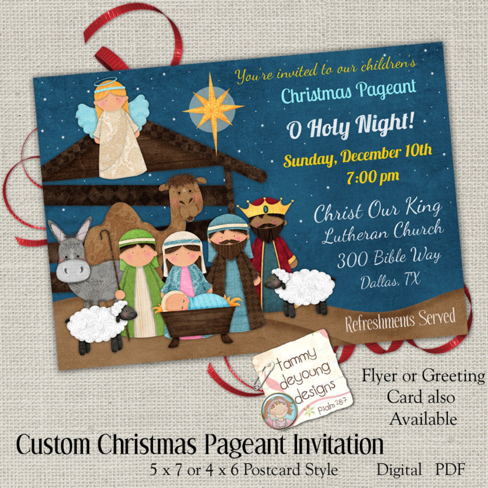 Christmas Pageant Invitation, Religious Christmas Party, Printable ...