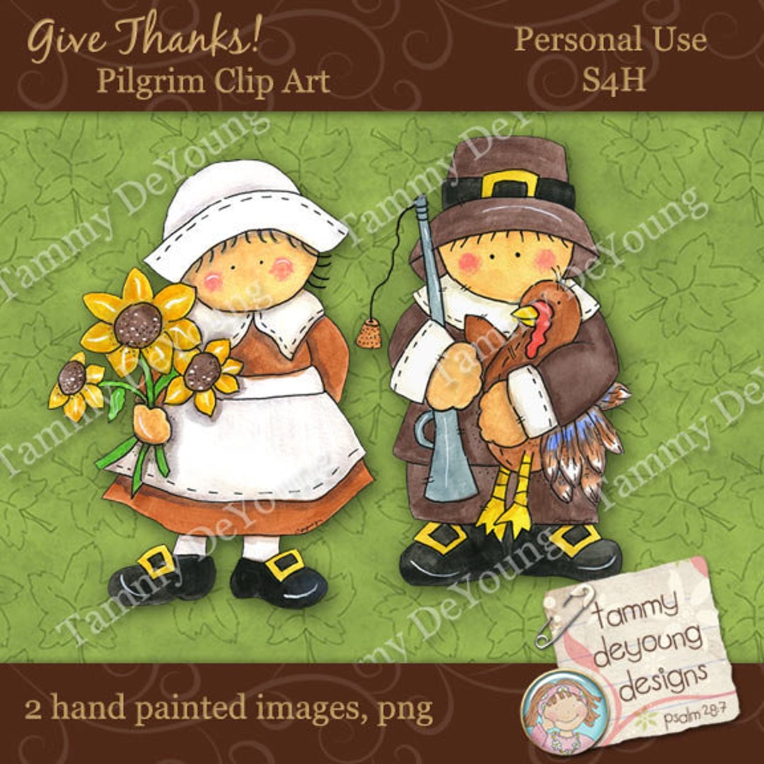 Thanksgiving Clipart, Pilgrim Clip Art, Digital Graphics for ...