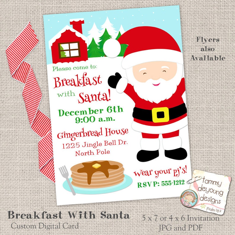 Breakfast With Santa Invitation Christmas Party Invitation - Etsy