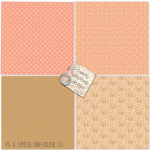 Coral and Gold Digital Paper, Coral Digital Backgrounds NON-METALLIC ...