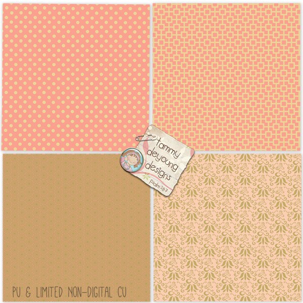 Coral and Gold Digital Paper, Coral Digital Backgrounds NON-METALLIC ...