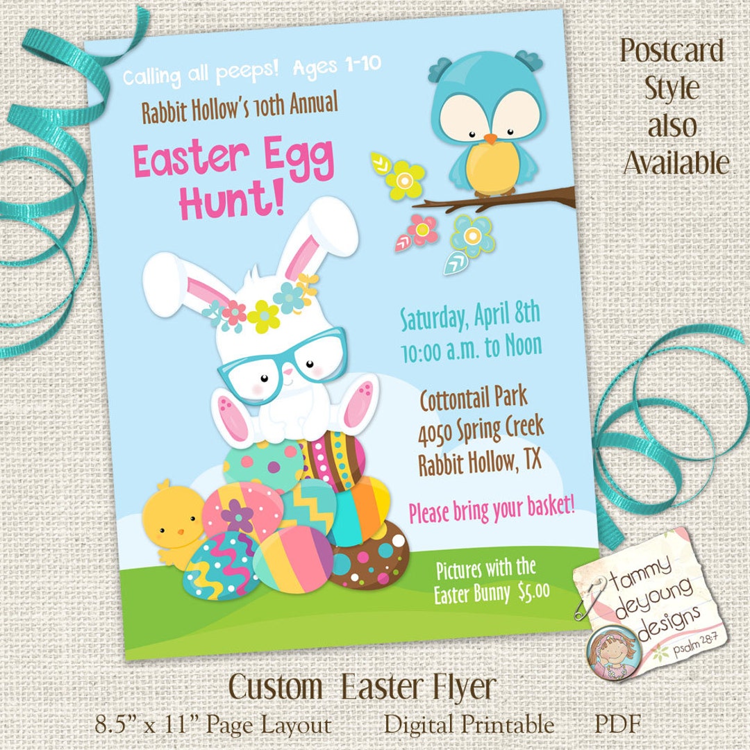 Easter Egg Hunt Invitation, Easter Flyer, Easter Party for Kids ...