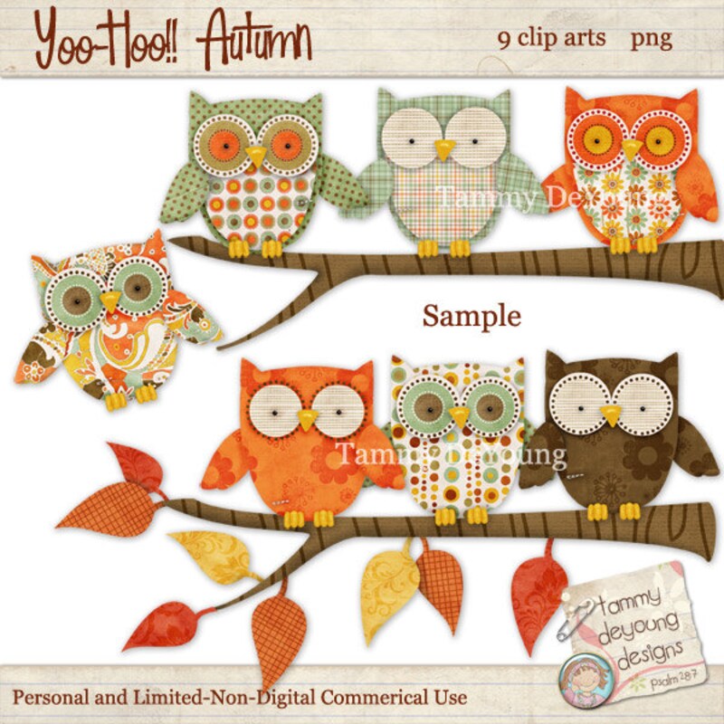 Fall Owl Clipart - Etsy