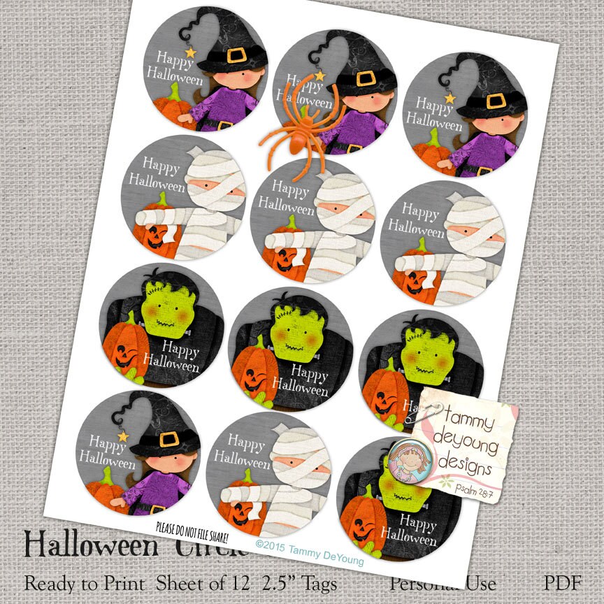 Halloween Labels Party Favors Printable chalkboard 2.5 inch | Etsy