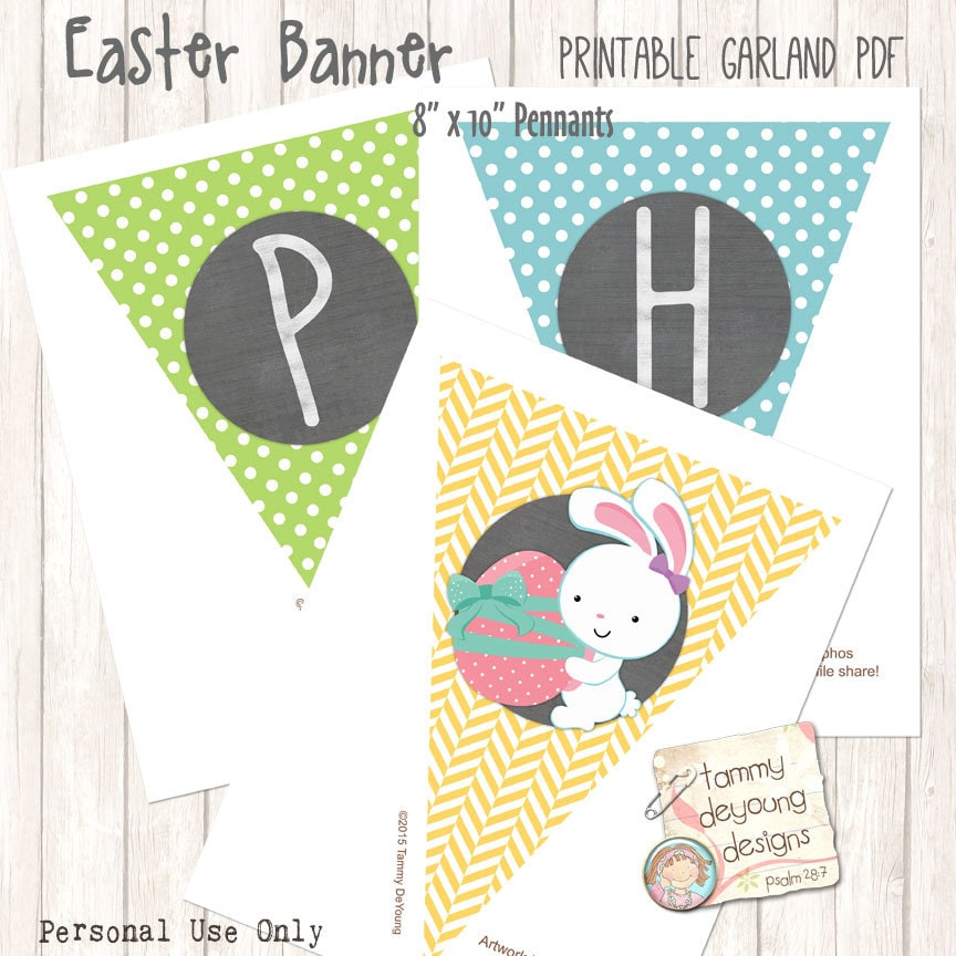 Easter Bunting, Printable Easter Banner, Easter Decorations, Easter ...