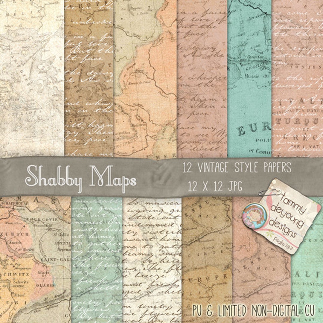 Map Digital Paper *old World Map Paper* Printable Maps Shabby Chic ...
