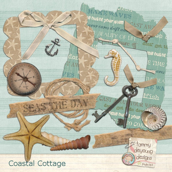 Beach Themed Scrapbook Kit Beach Digital Papers Beach Clip | Etsy