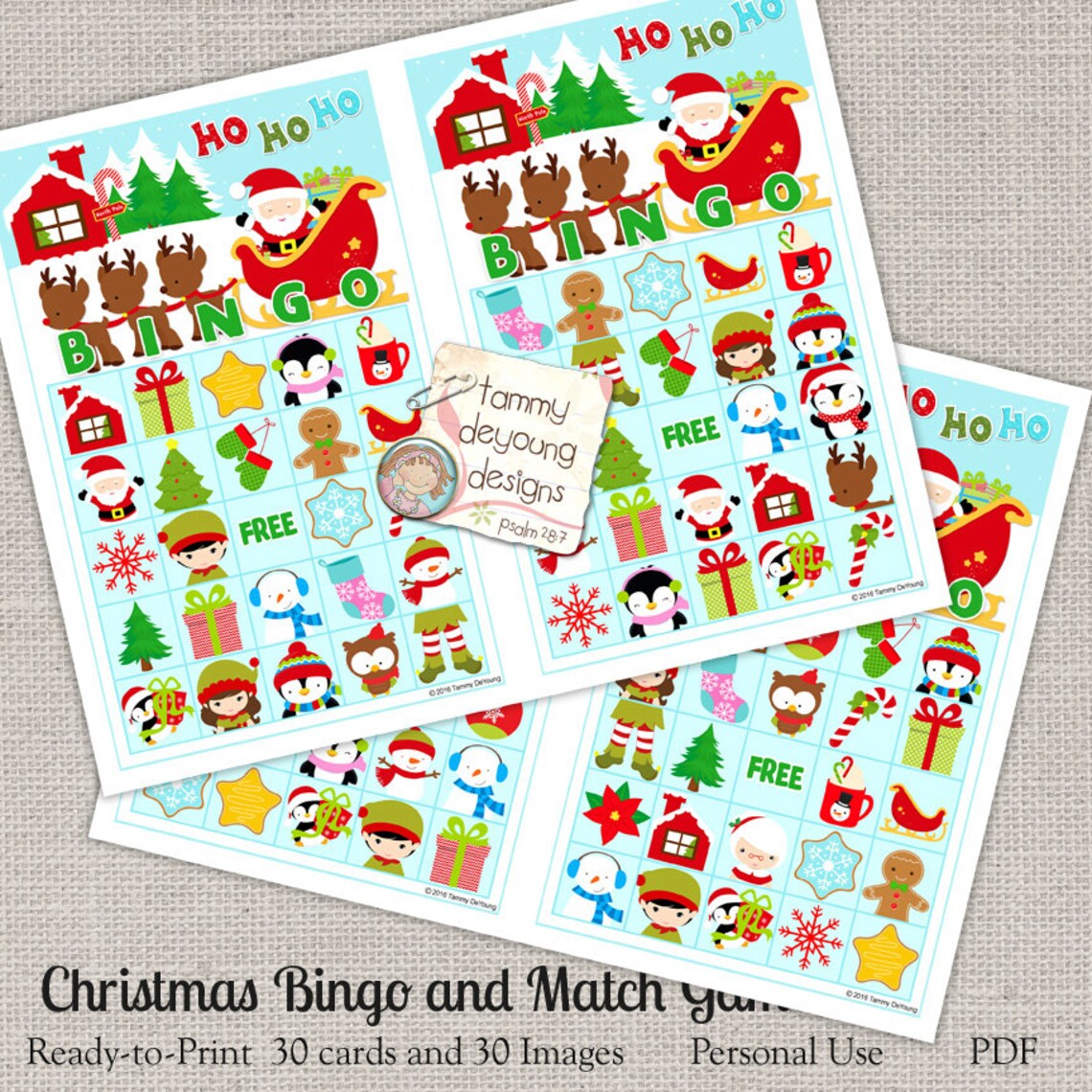 Christmas Bingo Game, Printable Holiday Bingo Cards, North Pole, Santa ...