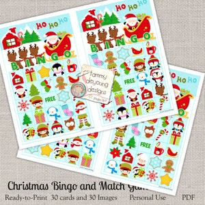 Christmas Bingo Game, Printable Holiday Bingo Cards, North Pole, Santa ...