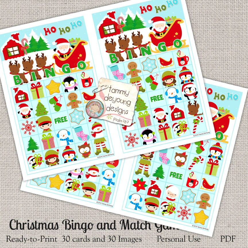 Christmas Bingo Game, Printable Holiday Bingo Cards, North Pole, Santa ...