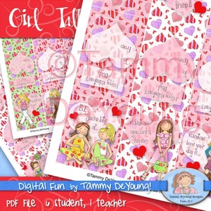 Girls Valentine Cards *valentine Cards for Kids* DIY Printable Candy ...