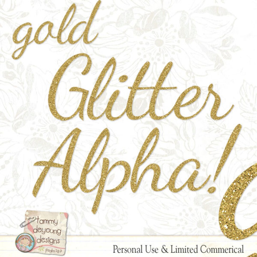 Digital Gold Glitter Alphabet Clip Art, Gold Letters Clipart, Metallic ...