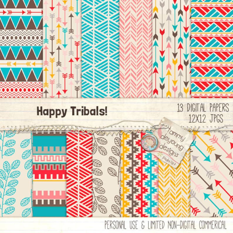 Tribal Digital Paper Aztec Tribal Backgrounds Arrows Prints - Etsy