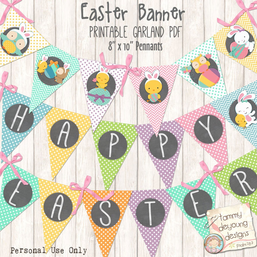 Easter Bunting, Printable Easter Banner, Easter Decorations, Easter ...