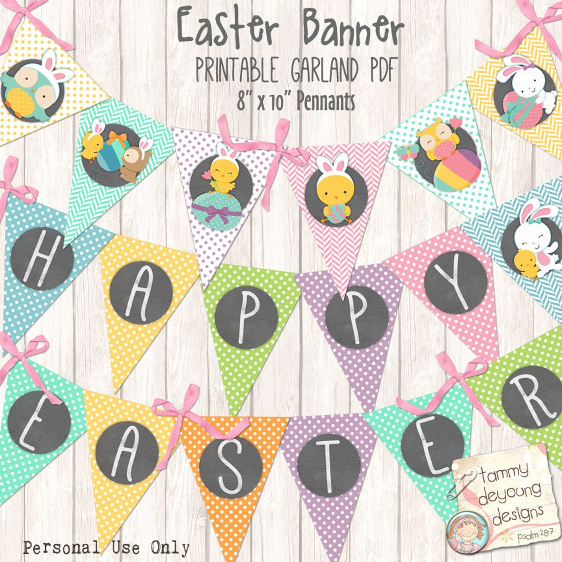 Easter Bunting, Printable Easter Banner, Easter Decorations, Easter ...