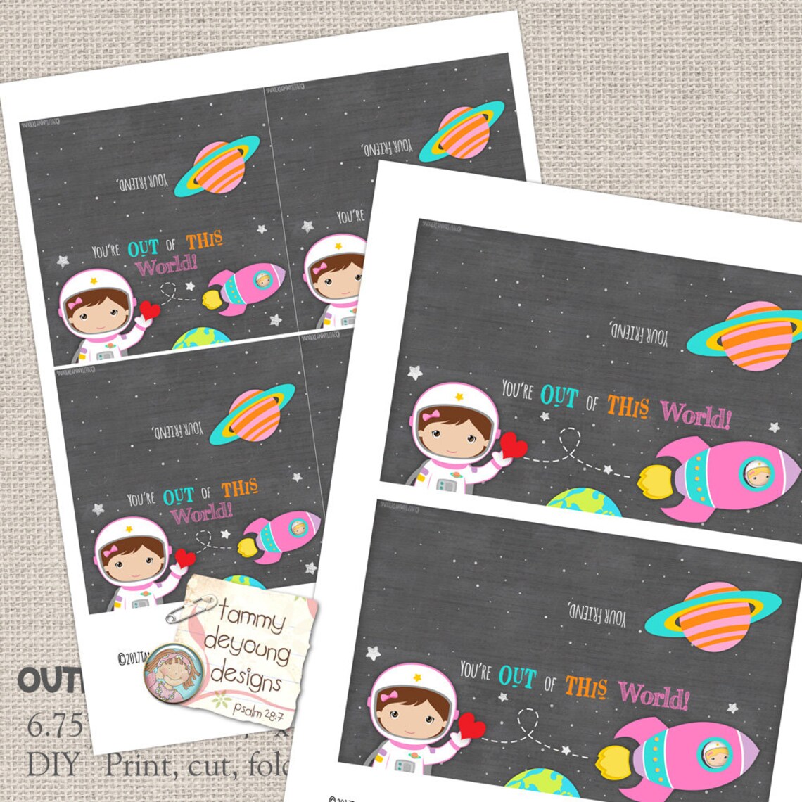 Valentines for Kids Outer Space Valentine Treat Bag Toppers - Etsy