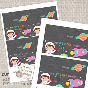 Valentines for Kids, Outer Space Valentine Treat Bag Toppers, Girl ...