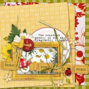 Digital Picnic Scrapbook Kit 2, Vintage-style Tablecloth Papers ...