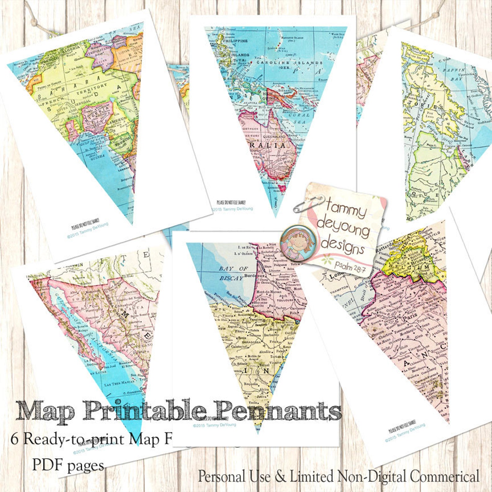 Map Banner Bunting *map Party Pennant Flags* Printable Map Garland ...